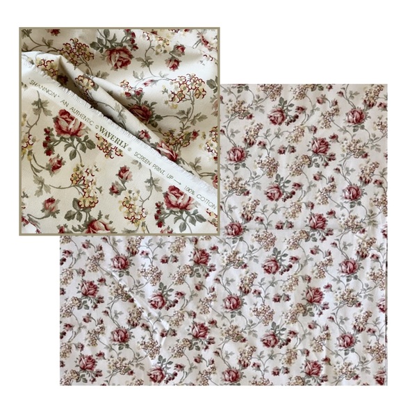 Waverly | Office | Vintage Waverly Shannon Cottage Roses Floral Cotton ...